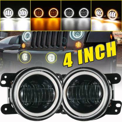 PRTEK 4" LED Fog Lights 4 Inch Round LED Fog Lamps YELLOW AND WHITE ...
