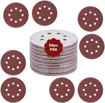 DUMDAAR 50 Pcs Sand Papper Size P60 Round Sand Paper velcro disc ...