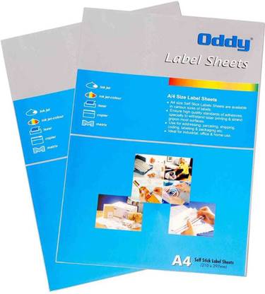 Oddy A4 Paper Label Stickers for Laser & Inkjet Printers || 4 Labels ...