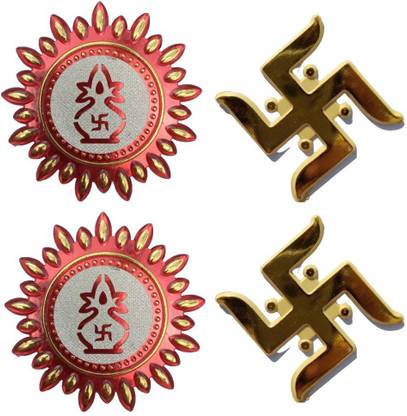 CRAZECULTURE 6 cm VXI35-GH-Kalash Swastik Stickers for Wall/Door ...