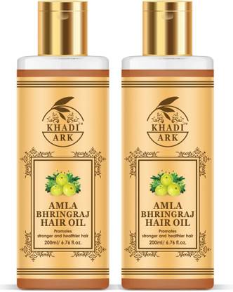 Khadi Ark Amla Bhringraj Hair Oil For Hair Growth & Anti Hair-Fall (Pack of 2, 200 ML Each) Hair ...