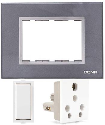 CONA Combo Set of STATUS-Switch, Socket and 3M Modular Plate- 9251-1 ...