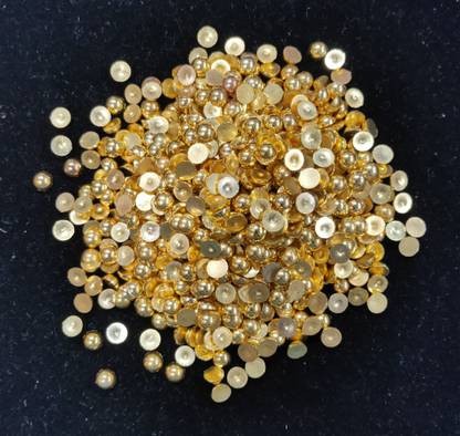 The Unique ® 6mm Golden Half Cut Beads Flat Back Moti For Jewellery ...