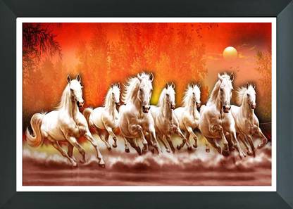 FRIZZY ARTS seven horse lucky paintings| vastu photo frames | seven ...