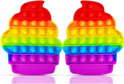 Aseenaa Pop It Fidget Toys | Cup Ice Cream Rainbow Combo | Pack Of 2 ...