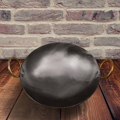 UAPAN Cookware Iron Kadai with Handle Fry/Frying Pan Loha Lokhand ...