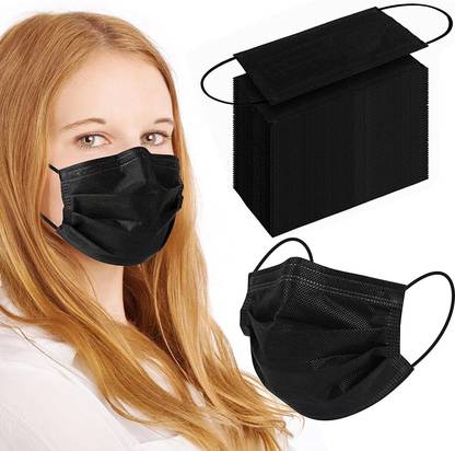 Aivety Use And Throw Mask Pack Of 100 Disposable Black Surgical Masks 3 ...