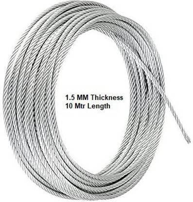Meltec Galvanised Steel Wire Rope 1.5MM Dia for Hoisting, Hanging , Gym ...