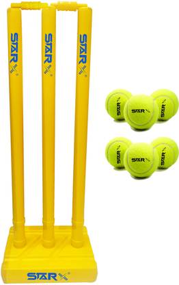 STARX Heavy Duty First Grade Plastic Cricket Wicket Set with Base and 6 ...