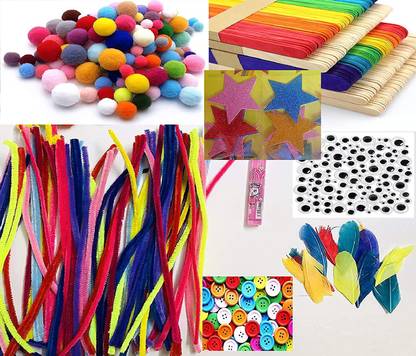 RJV Global 40 Pcs Pipe Cleaners with 100 Ice Cream Sticks 3 Kind of (50 ...