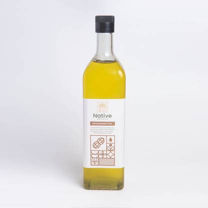 Native Organica Ground Nut Oil (1 Litre) Groundnut Oil Glass Bottle ...
