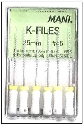 Mani K file 25mm size 45 Root Canal Endodontic Files stainless steel ...