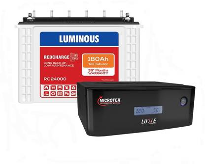 LUMINOUS RC 24000 +MICROTEK UPS LUXE SW 1400 Tubular Inverter Battery ...