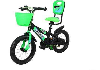 COSMIC Jazy 14 inch kids bicycle with back rest and basket - Green ...
