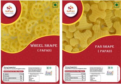 Soft Art Home Made Wheel Papad Fryums, and Fan Shape Fryums (250g Each ...