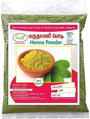 Saara HERBAL FRESH Henna Powder, Maruthani Leaf Powder, Gorintaku ...
