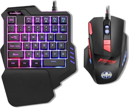 MFTEK One-Handed RGB Gaming Keyboard, USB Wired Letters Glow with Wrist ...
