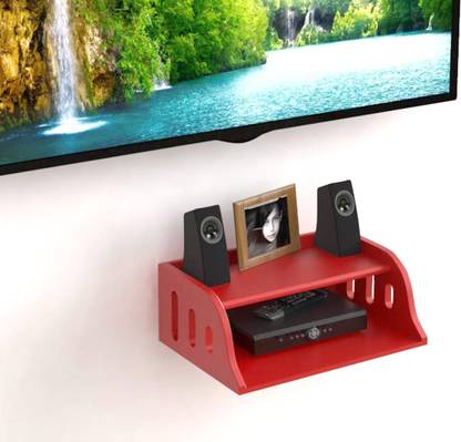 FABULO Wooden Set Top Box Wall Shelf / Stand- Wood Multipurpose Holder ...