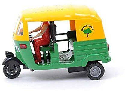 SQUICKLE Pull Back Auto Rickshaw Toy with Driver Mini Vehicle Toy for ...
