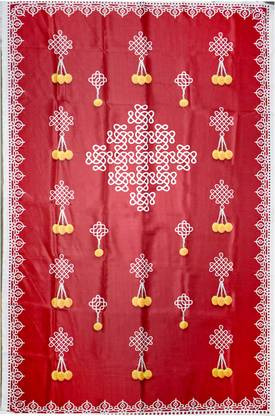 Puja N Pujari Red Kolam Backdrop Cloth for Pooja Decoration Altar Cloth ...