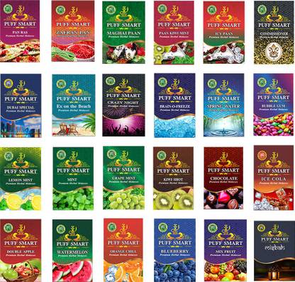 Puff Smart Hookah Flavors Set Of 24 Pan Ras, Brain o freeze, Zafran Pan ...