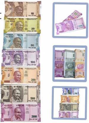 SARASI Indian Currency Dummy Note Combo For Kids, [17x7=119, 10.20 ...