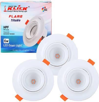 KLICK 6 Watt Round LED Downlight Ceiling Light for Home & Offices ...