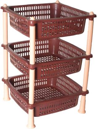 SAURA Fruits/Vegetables Kitchen Rack Plastic 3-Layer Multipurpose Light ...