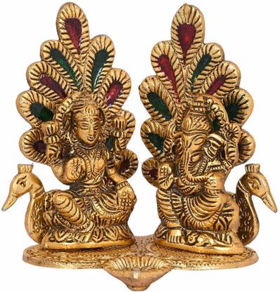 Dharohar The heritage Laxmi Ganesh Idol Murti with Diya Peacock Design ...