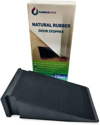 Rainbow Dots Pack of 2 Heavy Duty Natural Rubber Door Stopper Wedges ...