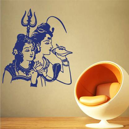 CRAFT STUDIO 50 cm mata parvati mhadev ji_ shiva_ shiv ji blue wall ...