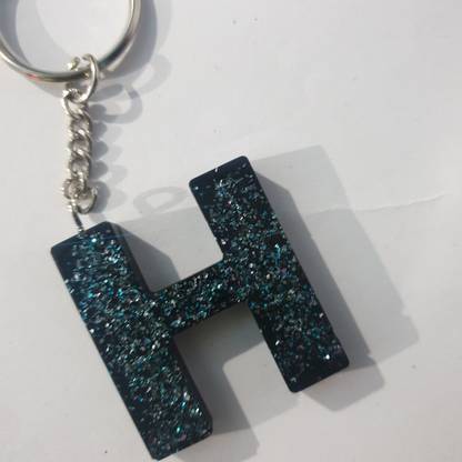 aarohi creations Handcrafted Resin Alphabet H Letter Keychain BLACK Key ...