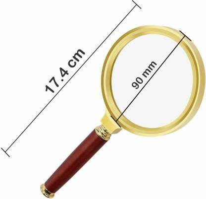 surya globe Retro style Hand held Magnifying Glass 90mm 10x High Power ...