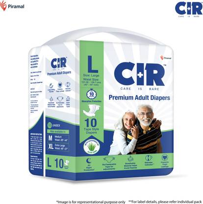 CIR Premium Adult Diapers, Large, Pack of 1 (10 units) Adult Diapers ...