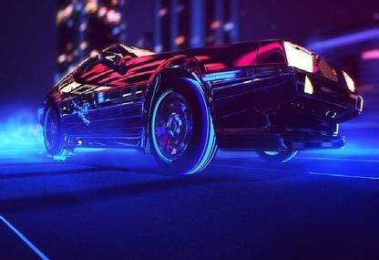 Smoky Design synthwave 1980s neon delorean wallpaper Poster Price in ...