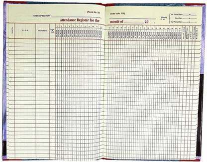 R K SALES Hotel Register Factory Attendance Register 70 pages Single ...