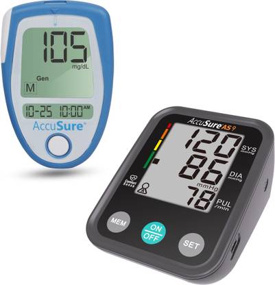 AccuSure Blue Glucometer Machine Kit With 25 Test Strips Comes With ...
