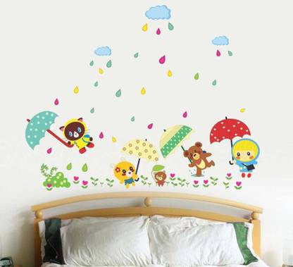 Indian Royals 60 cm Cartoon Monsoon in a Kindergarten Wall Sticker( 45 ...