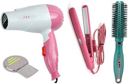 J & F Round Roller Comb with 1290 Hair Dryer , Mini Hair Straightner ...