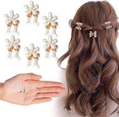 SHASHI Pearl Mini Claw Clips (6 Piece) Flower Design Small Clutcher ...