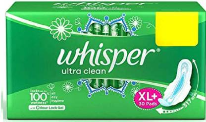 Whisper ULTRA CLEAN XL+30 GREEN PACK 1 Sanitary Pad | Buy Women Hygiene ...