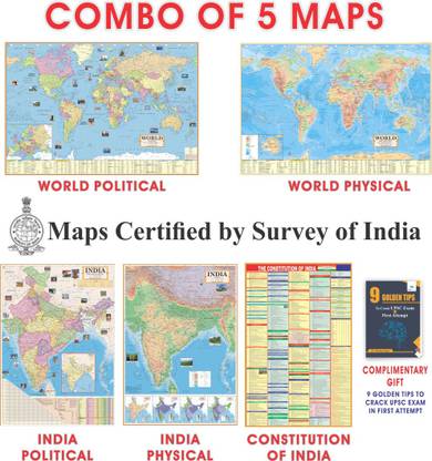 MAPS FOR UPSC (PACK OF 5 MAPS/CHART) COMPLIMENTARY GIFT | INDIAN ...
