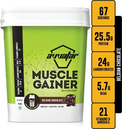 Avvatar Muscle Gainer Belgian Chocolate 4Kg Weight Gainers/Mass Gainers ...