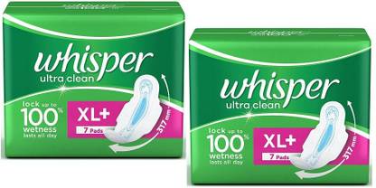 Whisper Ultra Clean Extra Large Plus XL+ (7+7 Counts) Sanitary Pad ...