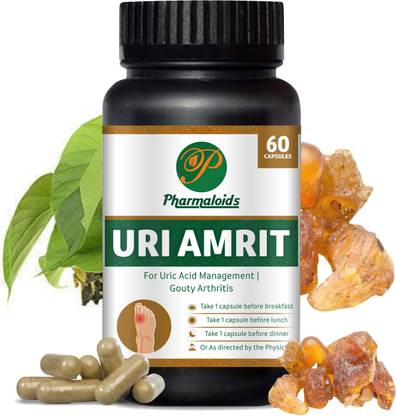 Pharmaloids URI AMRIT For Uric Acid, Gout, Hyper Uricemia Pack 60 Caps ...