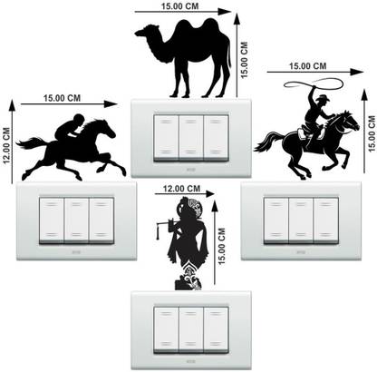 AK GRAPHICS 15 cm horse,krishna,camel switch wall sticker Self Adhesive ...