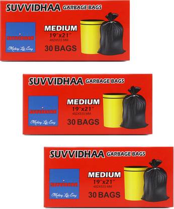 SUVIDHA Garbage Bags Medium 19 X 21 Inches Waste Dustbin Bag(Pack of 3 ...