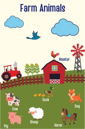 Farm Animals Chart - Early Learning Educational Chart For Kids ...
