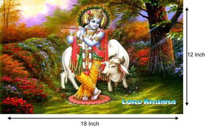 Lord Shree Krishna Wall Poster For Room Paper Print - Religious posters ...