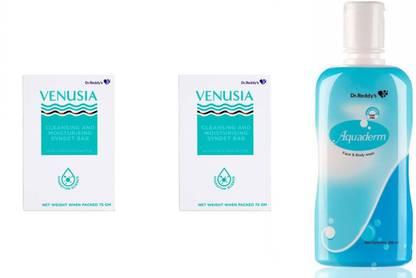venusia Moisturizing Bathing Bar 75 gm x2 and Aquaderm Shower Gel 200 ...